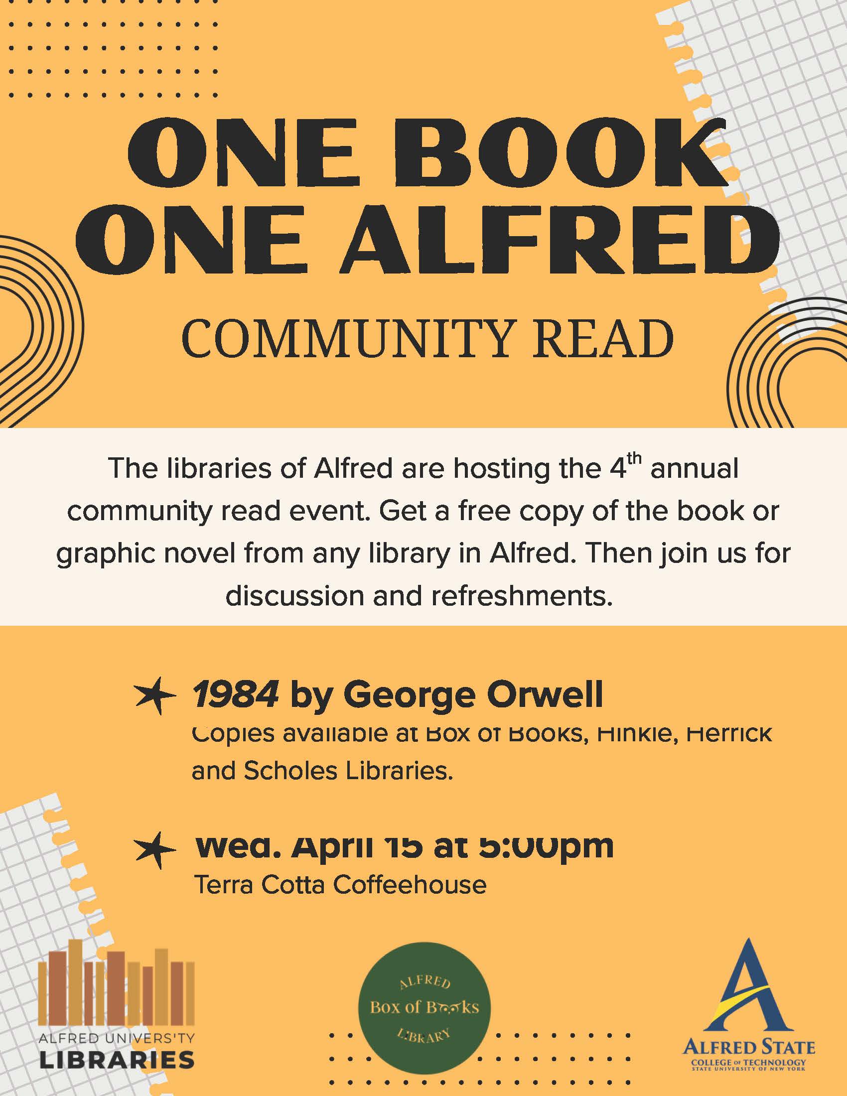 Book Discussion of 1984 | Alfred University Libraries News